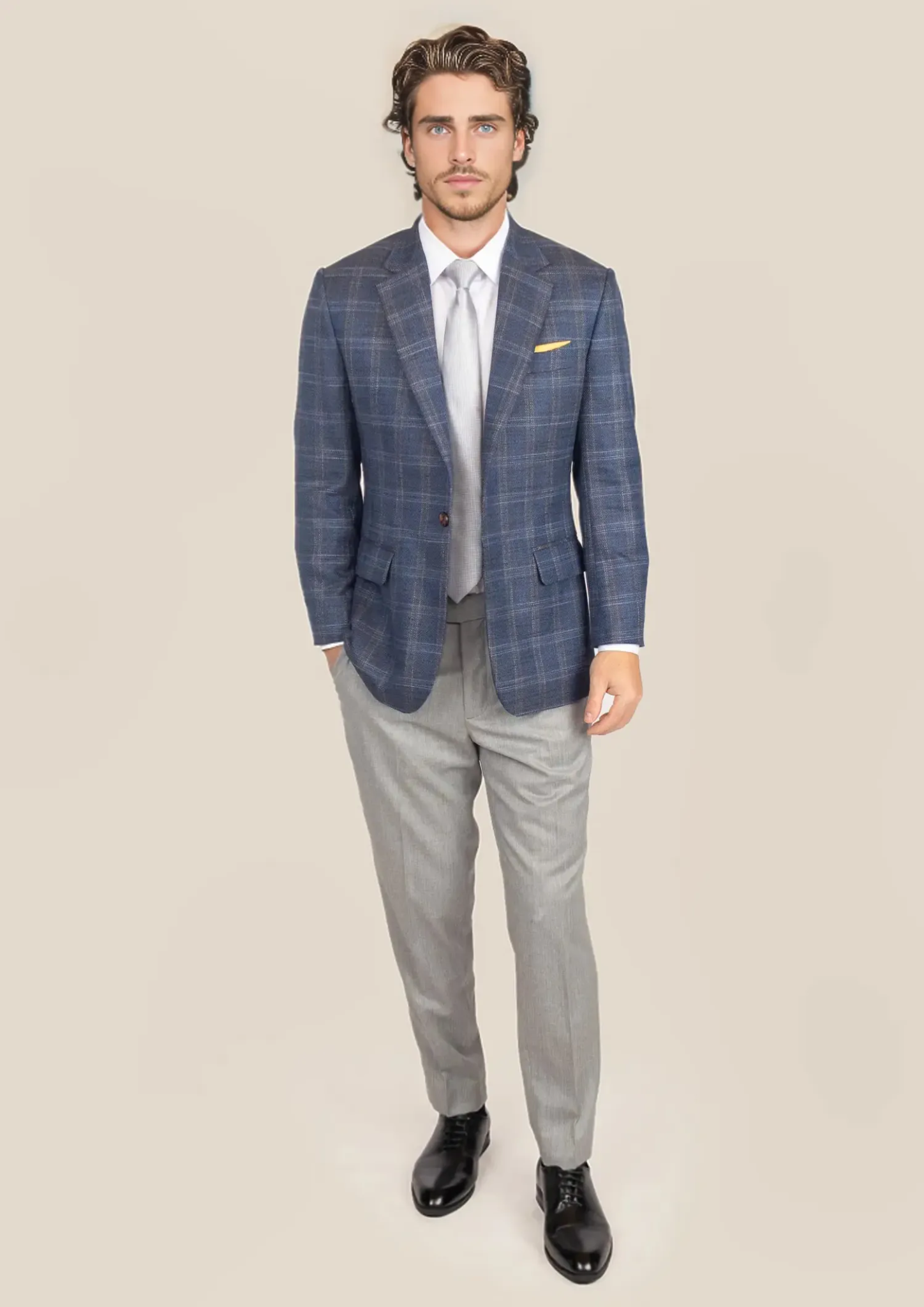 Deep Cobalt Blue Plaid Jacket | SARTORO | Men's Custom Blazers
