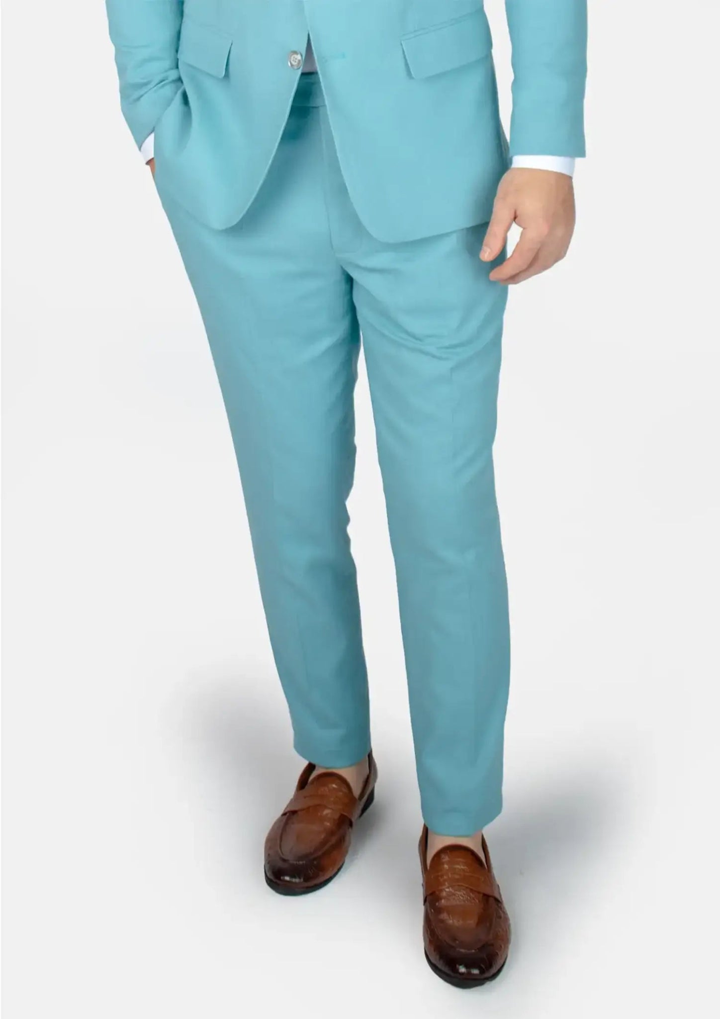 Capri Blue Linen Pants | SARTORO | Men's Custom Pants & Chinos