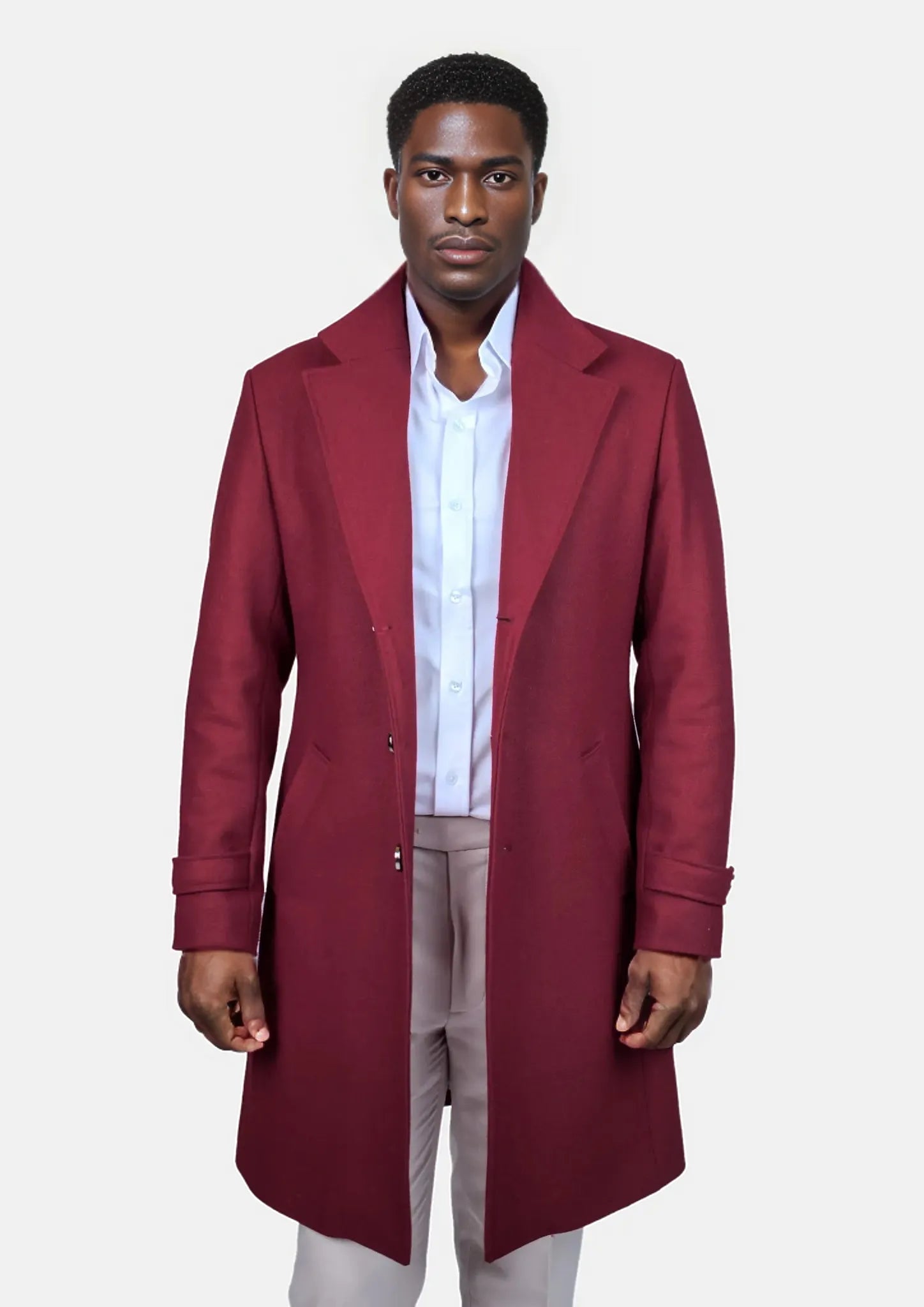 Burgundy Red Classic Overcoat | SARTORO