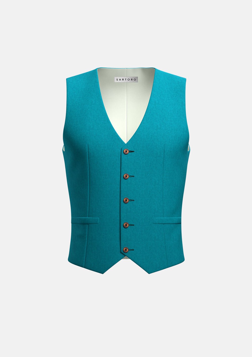 Turkish Blue Linen Vest | SARTORO | Men's Custom Suit Vests